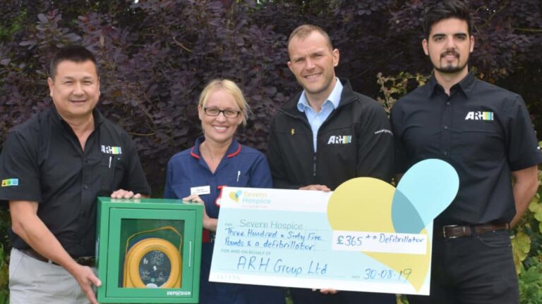 ARH Group raise £365 plus a defibrillator for Severn Hospice - ARH